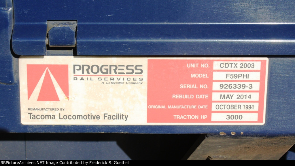 CDTX 2003 rebuild plate